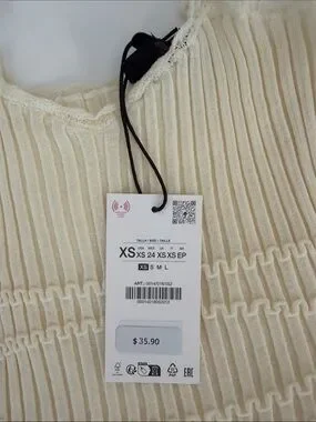 Zara | Tops | Zara Cream Ribbed Smocked Spaghettistrap Camisole With ...